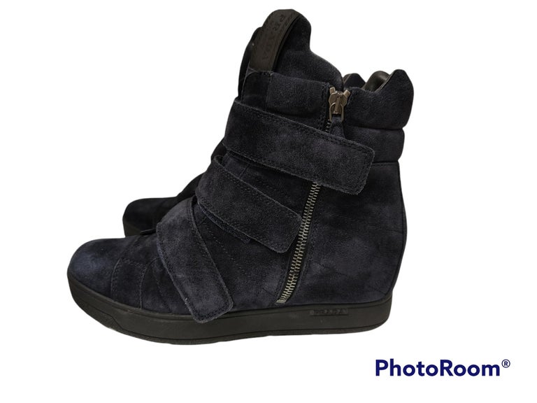 Prada blue suede boots For Sale at 1stDibs