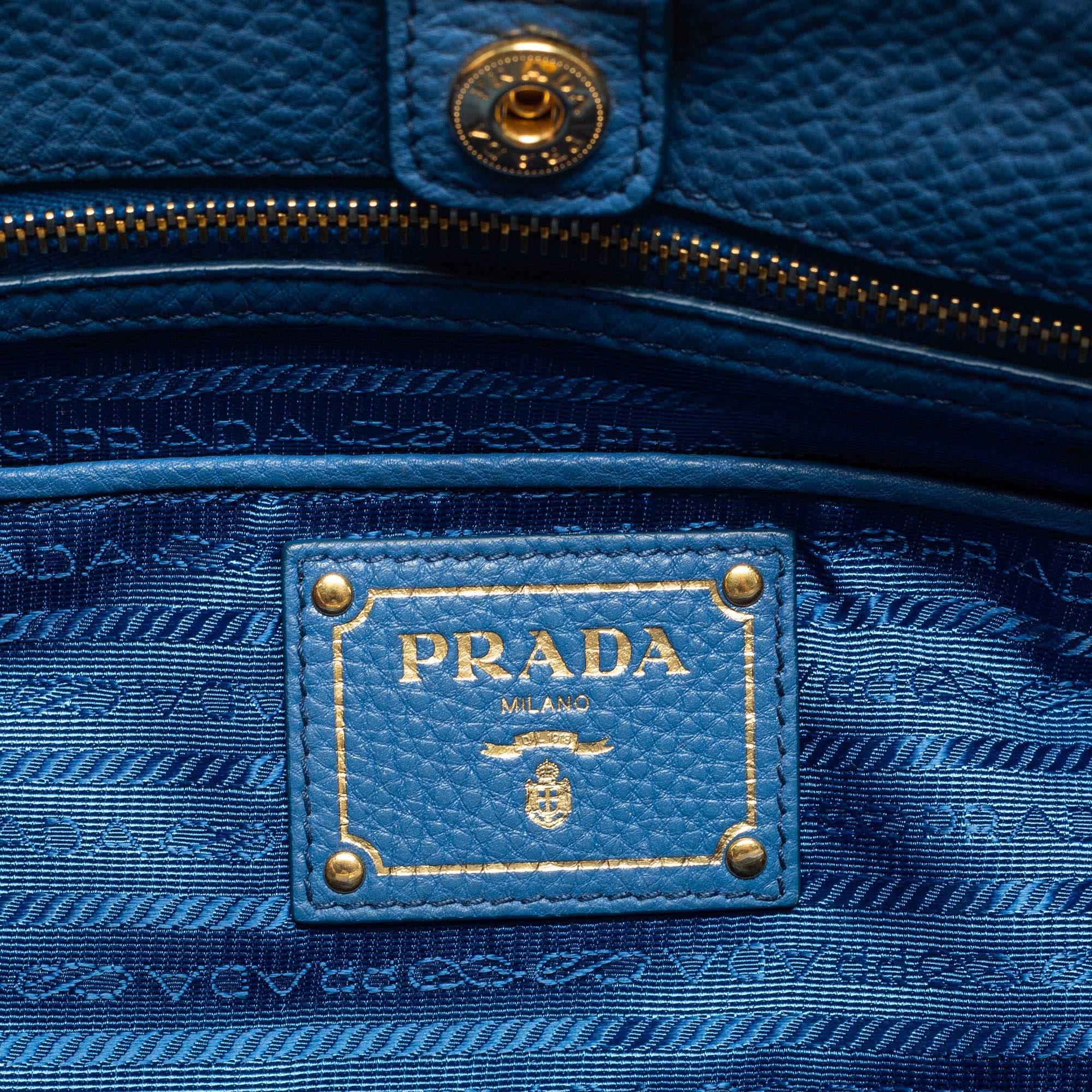 Prada Blue Vitello Daino Leather Double Zip Tote at 1stDibs | bonnie ...