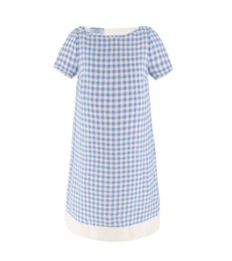 Prada Blue and White Checkered Dress For Sale at 1stDibs