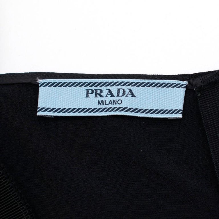 Prada Bow Embellished Fitted Pleated Top - Size US 4 For Sale at 1stDibs