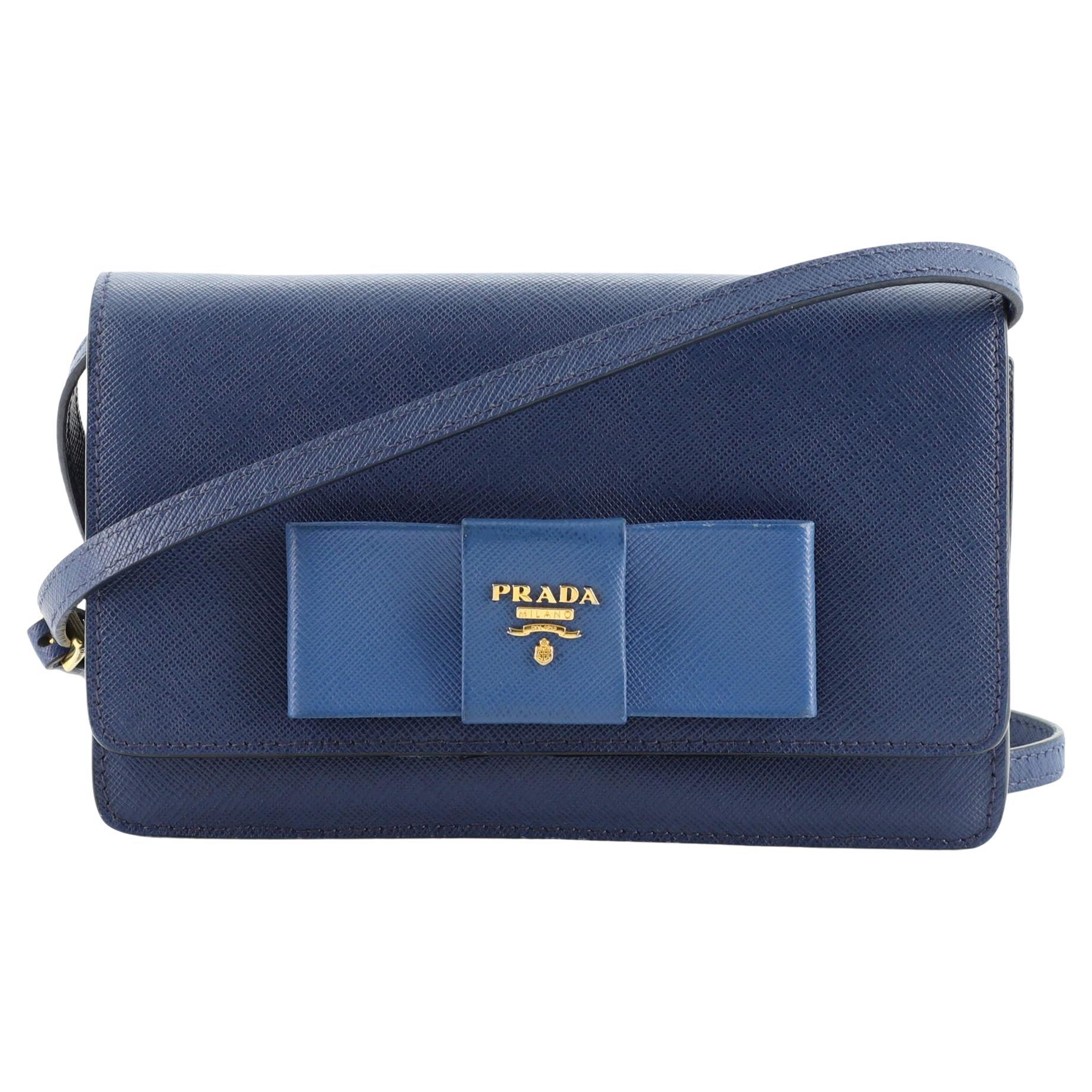 Prada Bow Wallet on Strap Saffiano Leather Small at 1stDibs