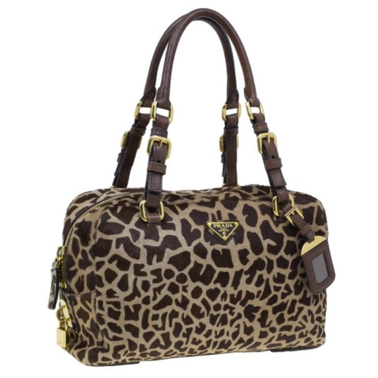 Prada Brown Animal Print Pony Hair Boston Bag For Sale at 1stDibs ...