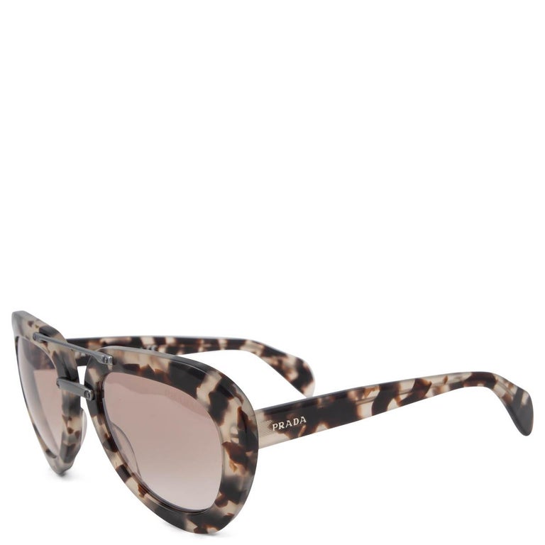 PRADA brown and beige tortoise Aviator Sunglasses SPR 28R For Sale at ...