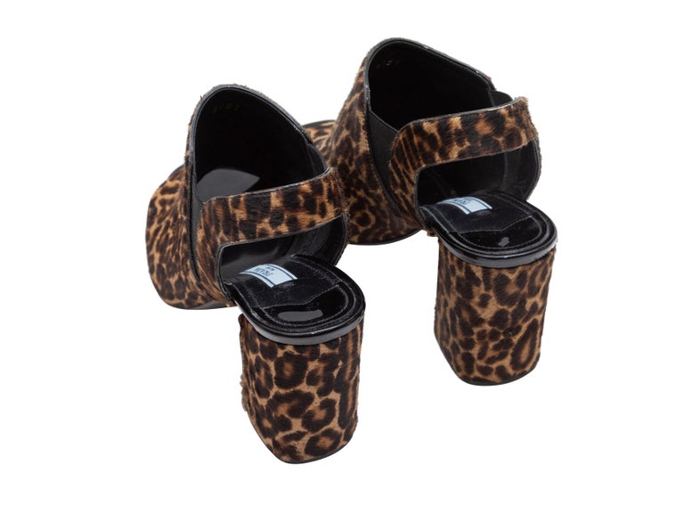 Prada Brown and Black Leopard Print Ponyhair Slingbacks For Sale at 1stDibs