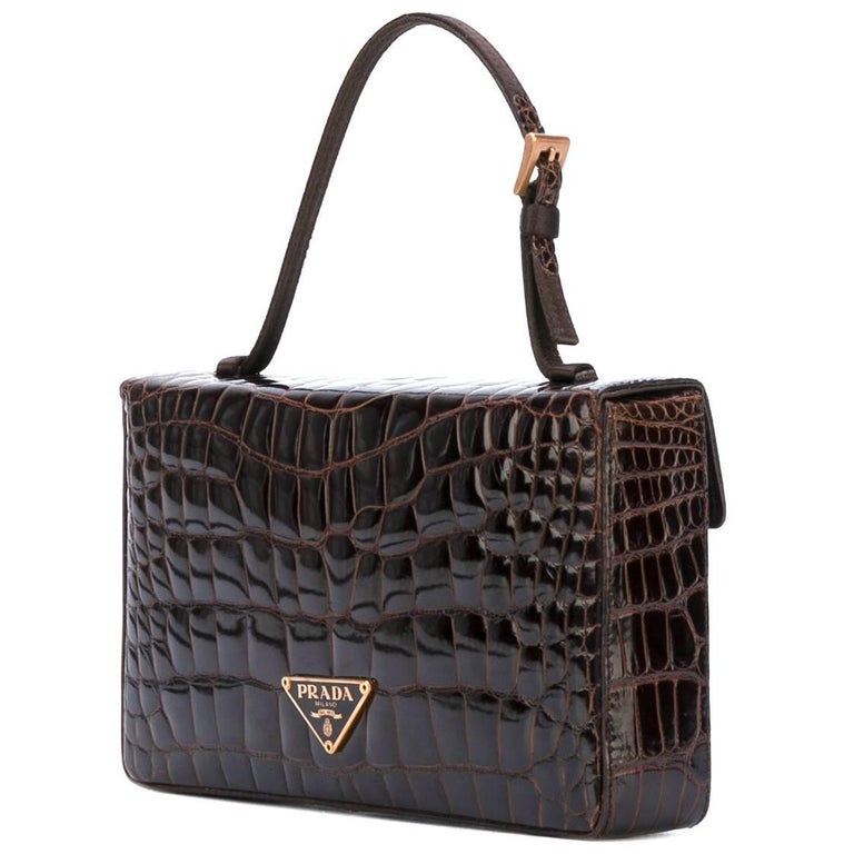 Prada Brown Crocodile Leather Vintage Bag, 2000s at 1stDibs
