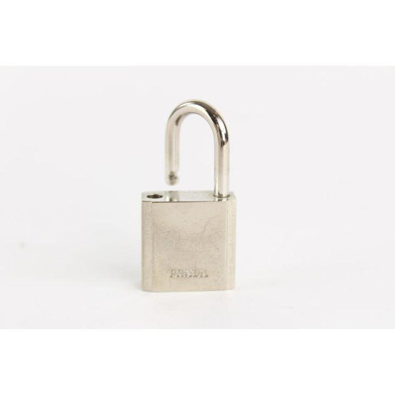 Prada Brown Leather Clochette Silver Padlock and Key Cadena Lock ...