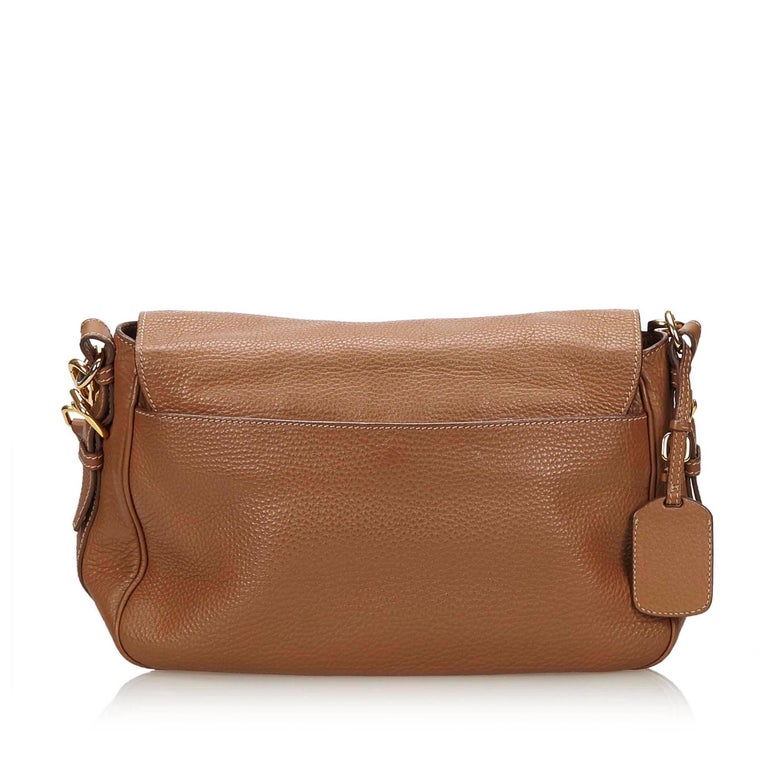 Prada Brown Leather Shoulder Bag at 1stDibs