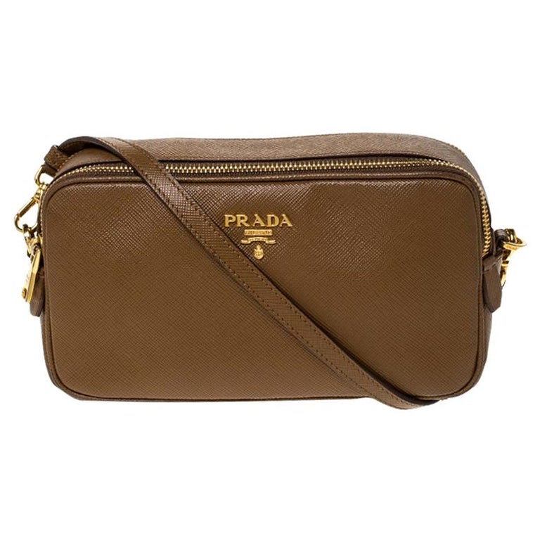 Prada Brown Saffiano Leather Crossbody Bag For Sale at 1stDibs | brown ...
