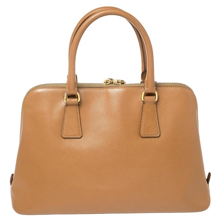 Prada Brown Saffiano Leather Promenade Satchel at 1stDibs