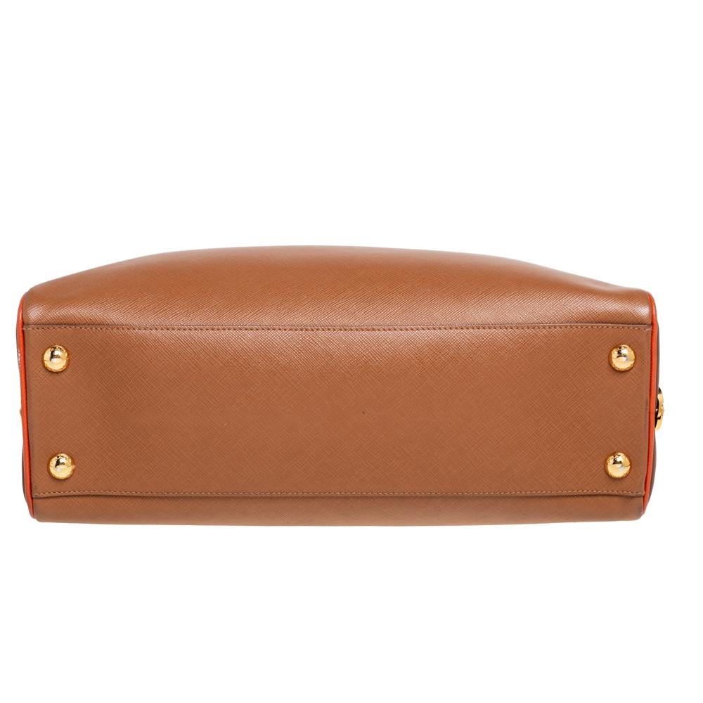 Prada Brown Saffiano Leather Pyramid Frame Satchel at 1stDibs | prada ...