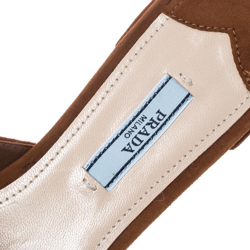 Prada Brown Suede Pointed Toe Slip On Flat Mules Size 38 For Sale at ...