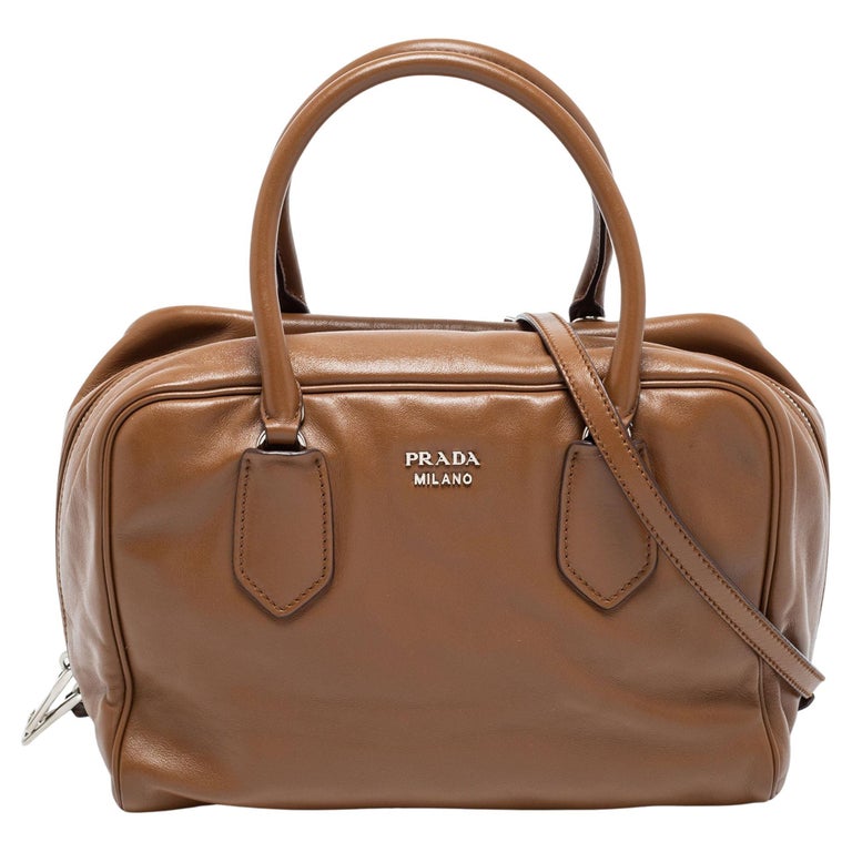 Prada Brown/Turquoise Leather Inside Bag For Sale at 1stDibs