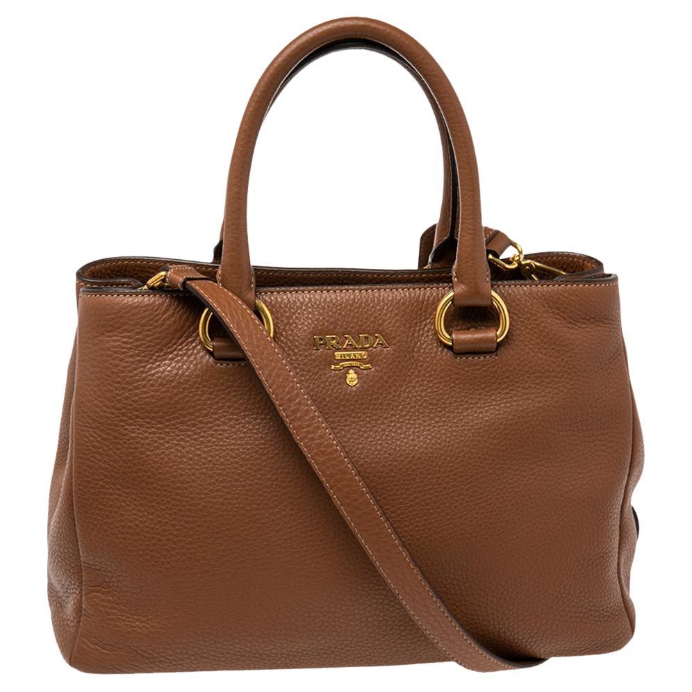 Prada Brown Tessuto Tote Handbag with Shoulder Strap BN2531 For Sale at ...