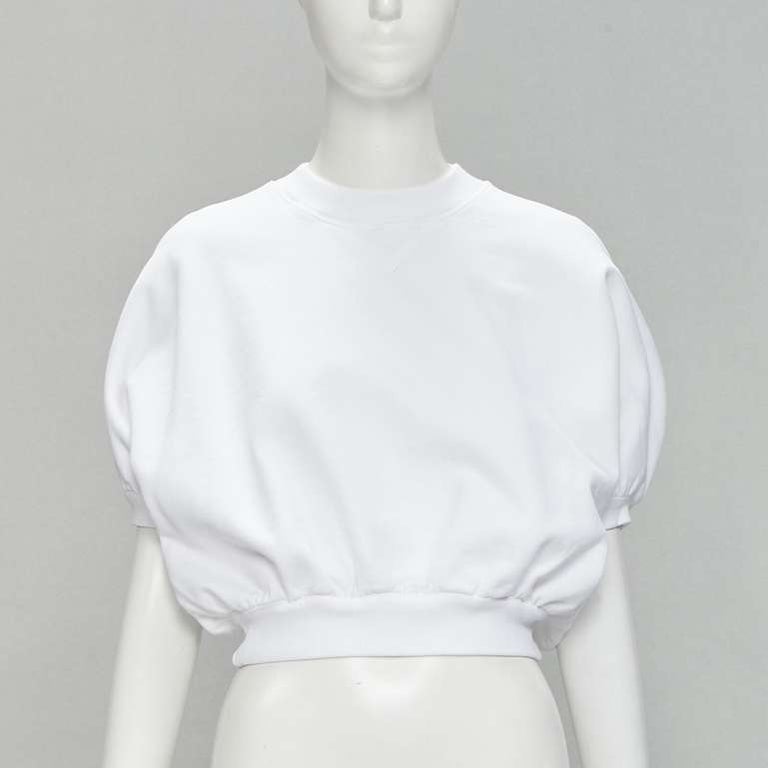 PRADA bubble balloon boxy shape triangle logo crew neck cropped ...