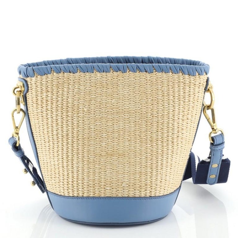 Prada Bucket Bag Woven Raffia With Leather Small at 1stDibs