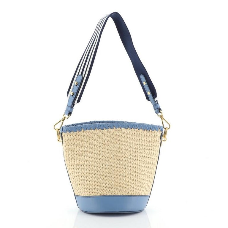 Prada Bucket Bag Woven Raffia with Leather Small at 1stDibs | prada ...