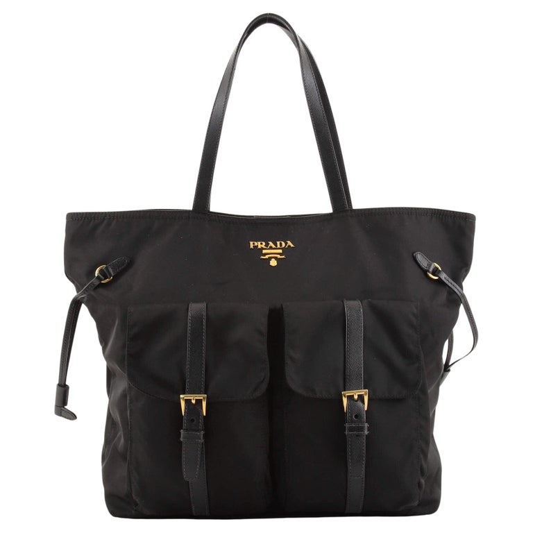 Prada Buckle Pocket Tote Tessuto with Leather at 1stDibs
