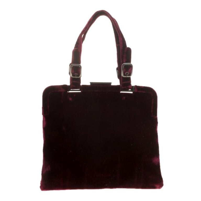 Prada Burgundy Velvet Frame Bag For Sale at 1stDibs