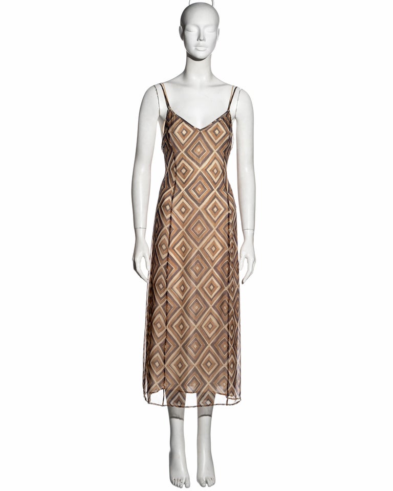 Prada by Miuccia Prada brown silk chiffon slip dress, fw 1996 For Sale ...