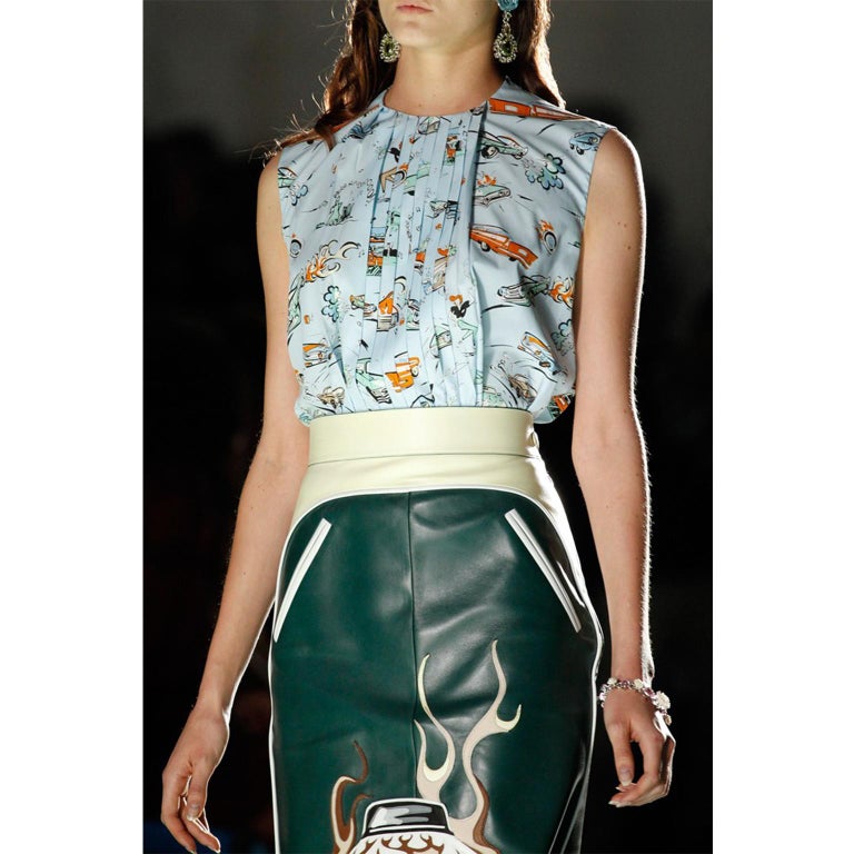 Prada Cadillac Print Top Shirt ss 2012 at 1stDibs