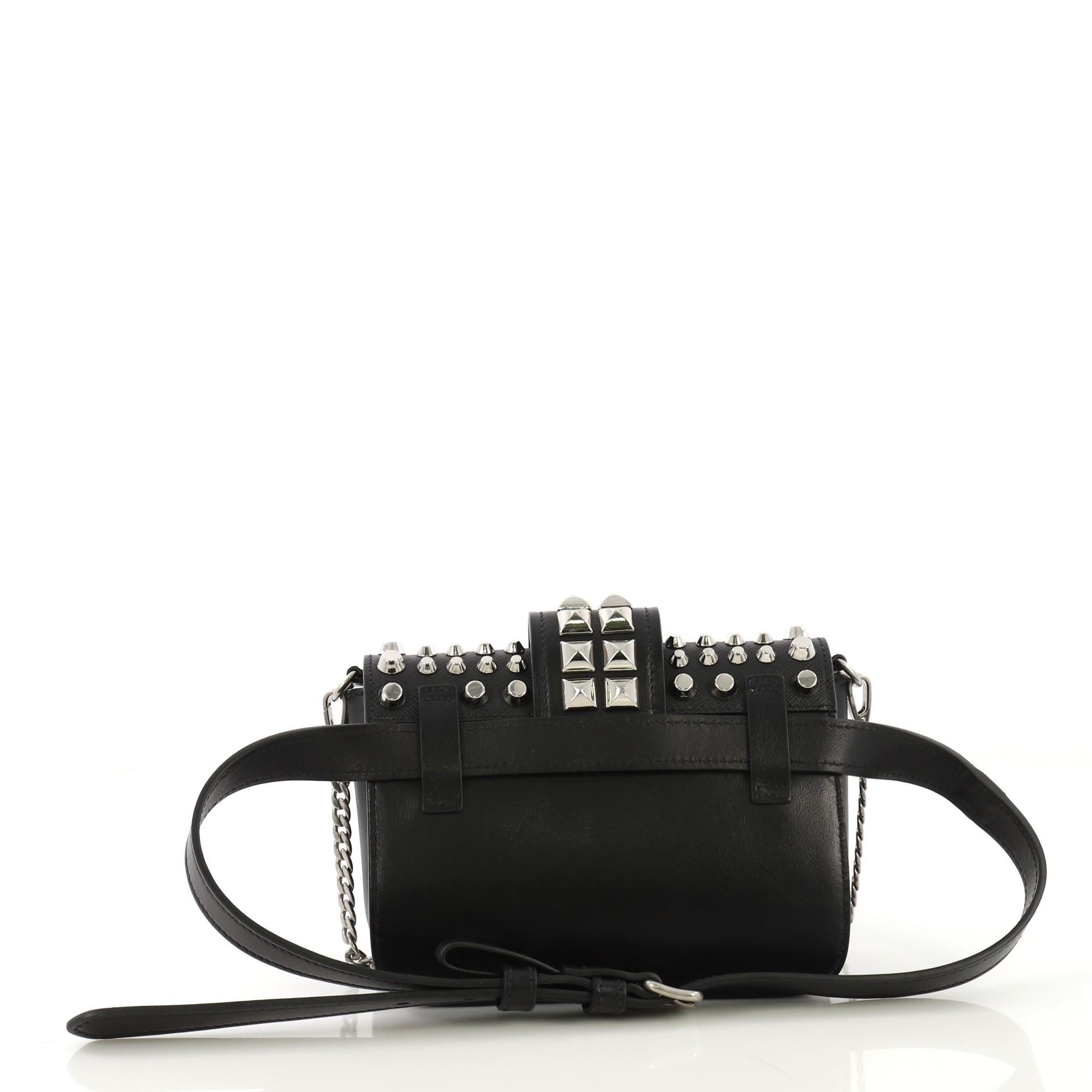 Prada Cahier Belt Bag Studded City Calf with Saffiano Leather Small at 1stDibs