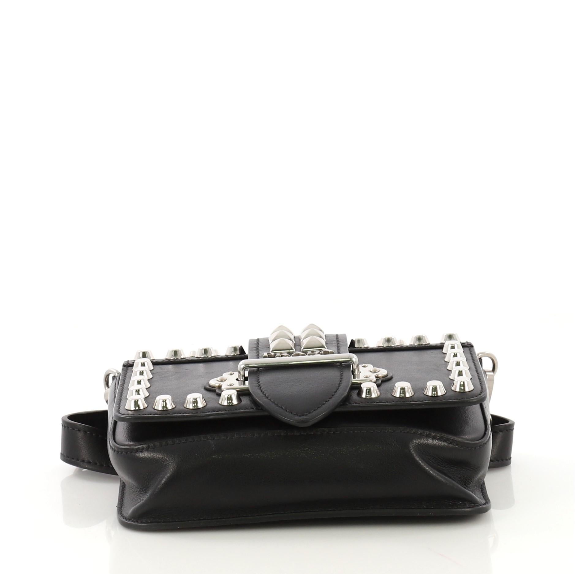 Prada Cahier Belt Bag Studded City Calf with Saffiano Leather Small at 1stDibs