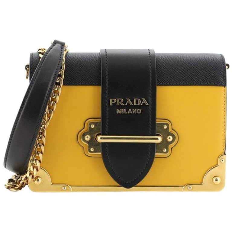 Prada Cahier Chain Crossbody Bag City Calf and Saffiano Small at 1stDibs