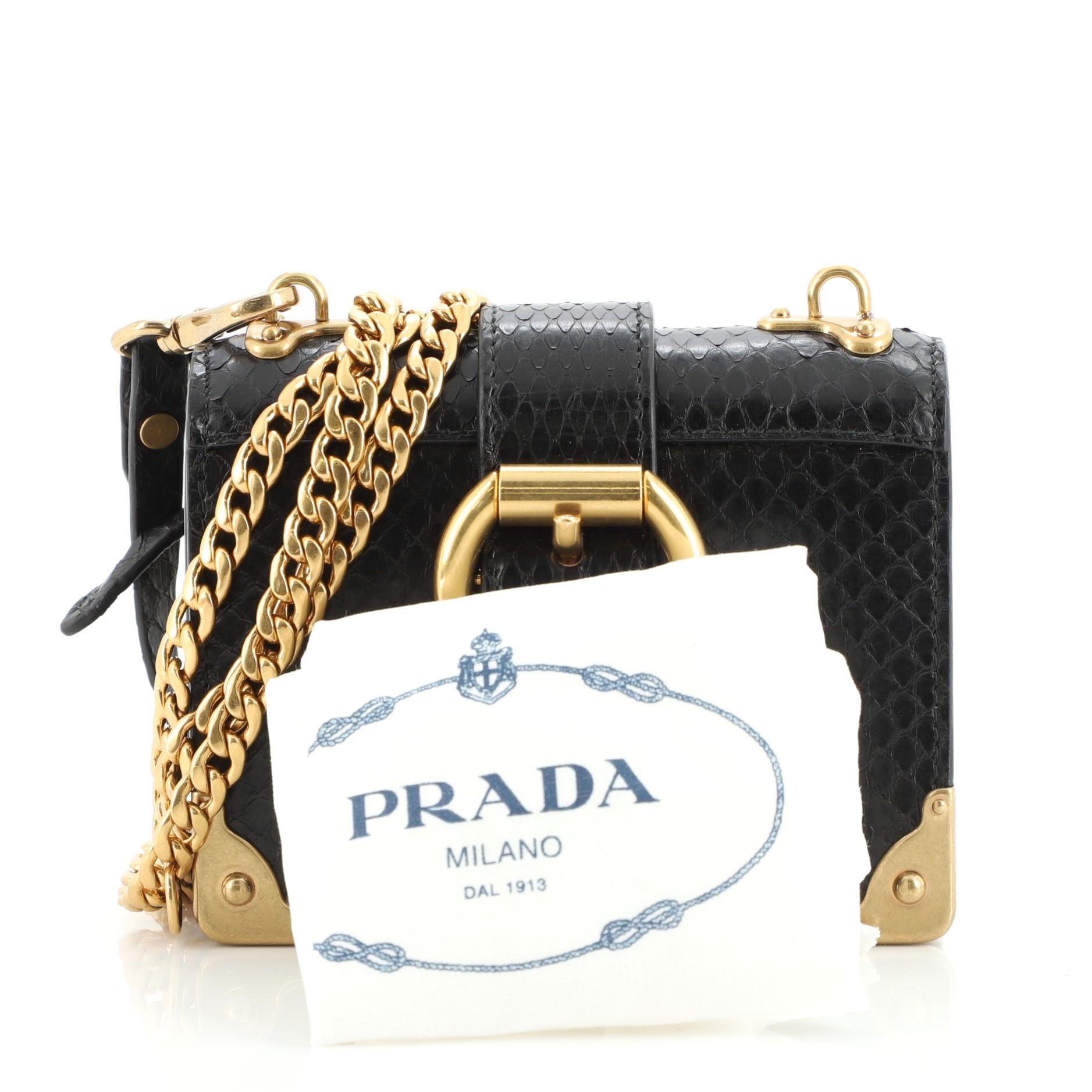 Prada Cahier Chain Crossbody Bag Snakeskin Micro at 1stDibs | prada bag ...
