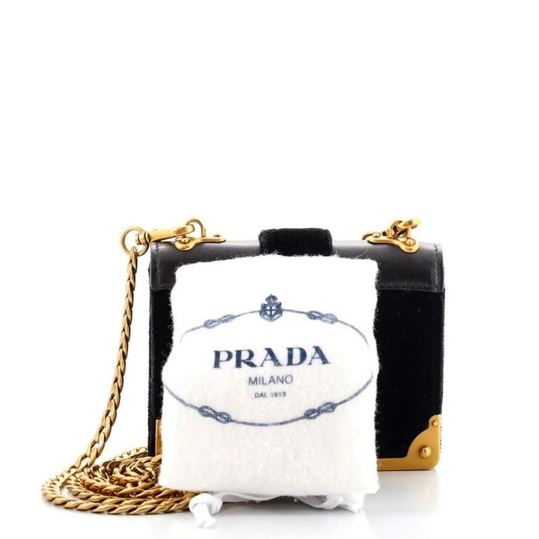 Prada Cahier Chain Crossbody Bag Velvet and City Calf Micro at 1stDibs
