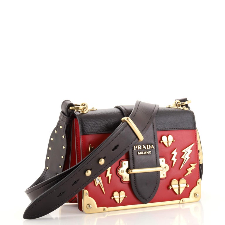 Prada Cahier Crossbody Bag Embellished Leather Small For Sale at 1stDibs