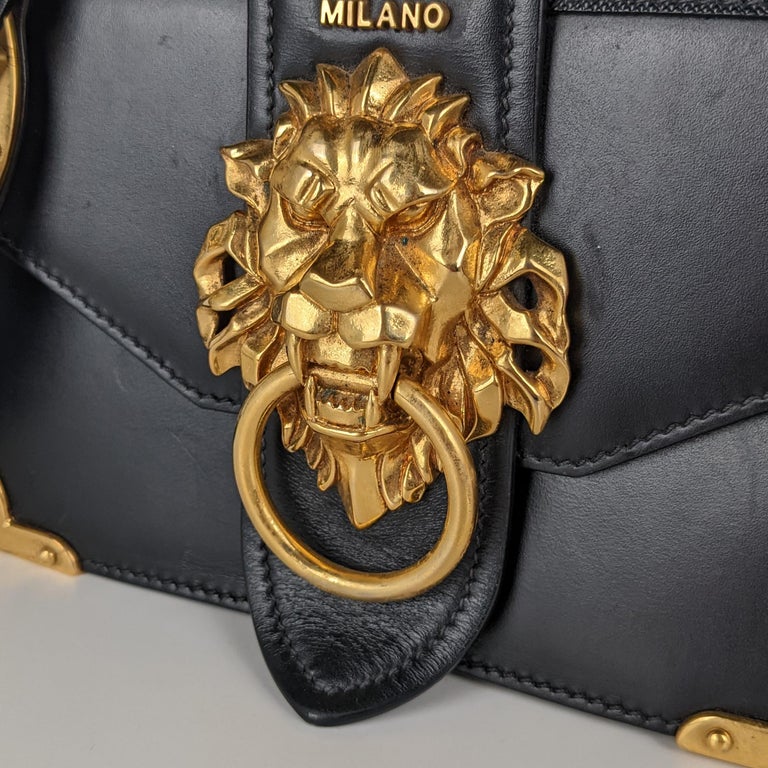 Prada Cahier Lion Cahier Black Crossbody Bag For Sale at 1stDibs
