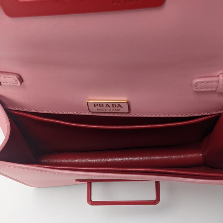 Prada Cahier Red Flower Heart Studded Small Pink Leather Crossbody Bag ...