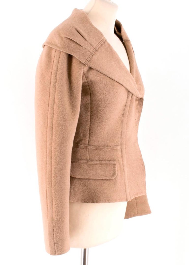 Prada Camel Angora Wool Blend Jacket XXS 38 For Sale at 1stdibs