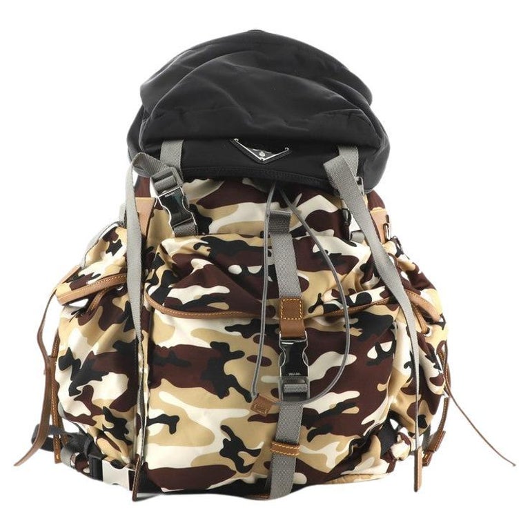 Prada Camouflage Multiple Pocket Buckle Backpack Printed Tessuto at 1stDibs
