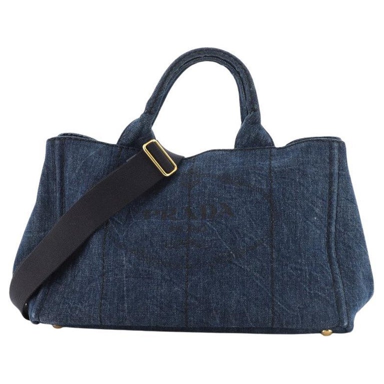 Prada Canapa Convertible Tote Denim Medium at 1stDibs