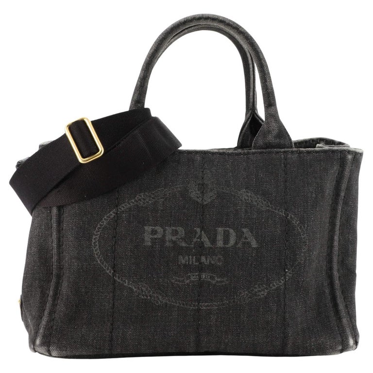 Prada Canapa Convertible Tote Denim Mini For Sale at 1stDibs