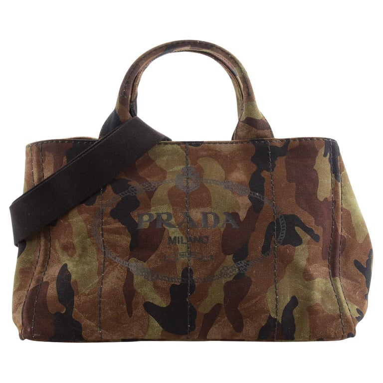 Prada Canapa Convertible Tote Printed Canvas Medium For Sale at 1stDibs