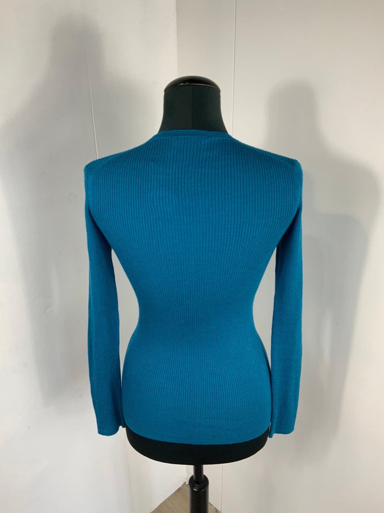 Prada cerulean winter twin set: cardigan and shirt For Sale at 1stDibs