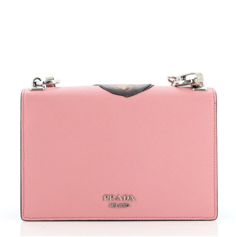 Prada Chain Flap Bag Saffiano Leather with Applique Small at 1stDibs