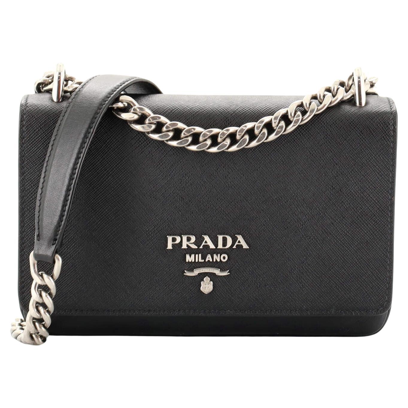 Prada Chain Flap Crossbody Bag Saffiano and Soft Calf Small at 1stDibs