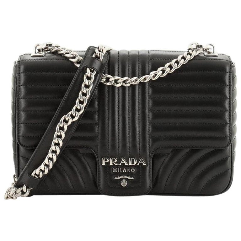 Prada Chain Flap Shoulder Bag Diagramme Quilted Leather Large at 1stDibs