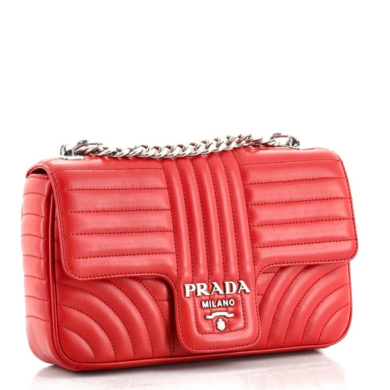 Prada Chain Flap Shoulder Bag Diagramme Quilted Leather Medium at 1stDibs