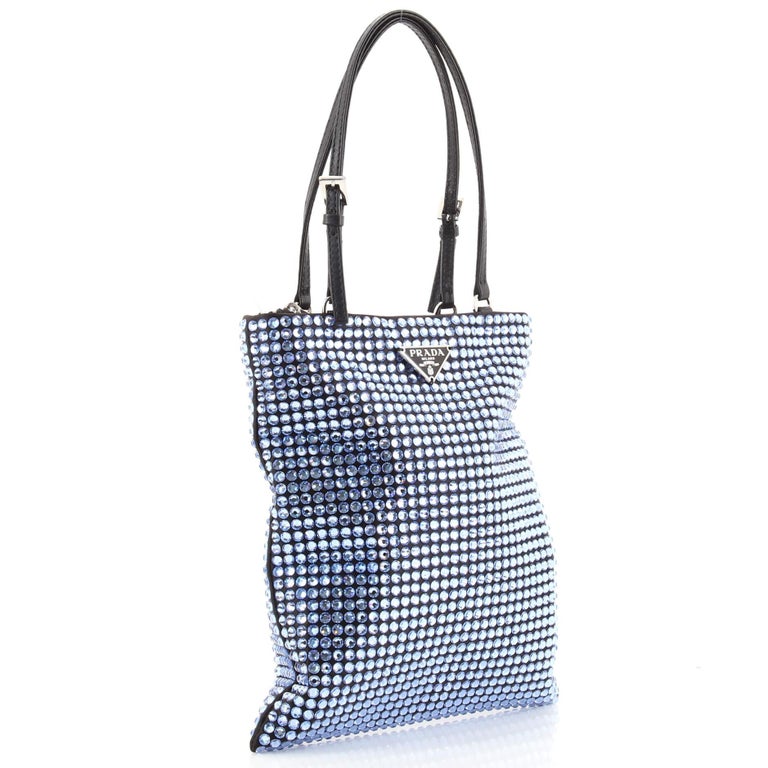 Prada Chain Flat Tote Crystal Embellished Satin Mini at 1stDibs