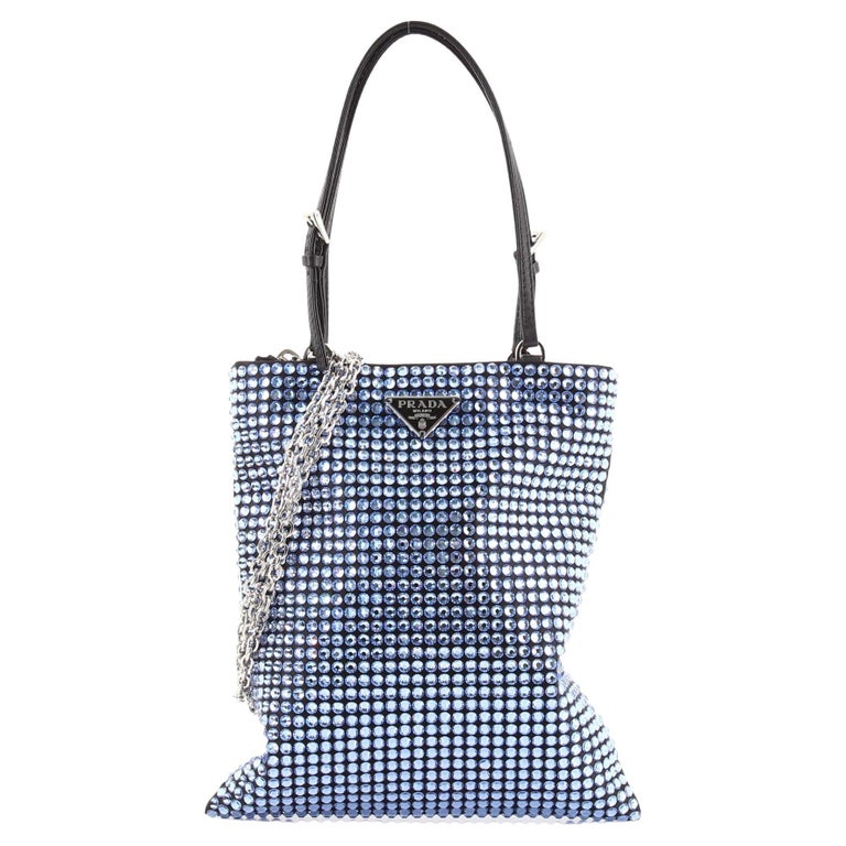 Prada Chain Flat Tote Crystal Embellished Satin Mini at 1stDibs