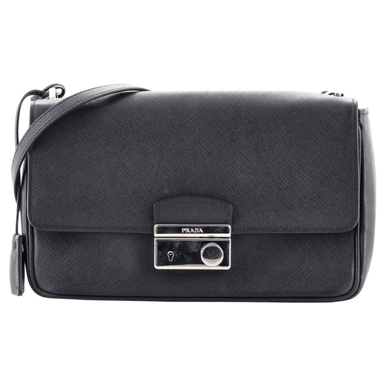 Prada Chain Lock Shoulder Bag Saffiano Leather Small at 1stDibs