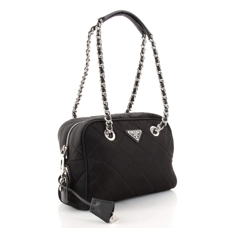 Prada Chain Shoulder Bag Quilted Tessuto Medium at 1stDibs