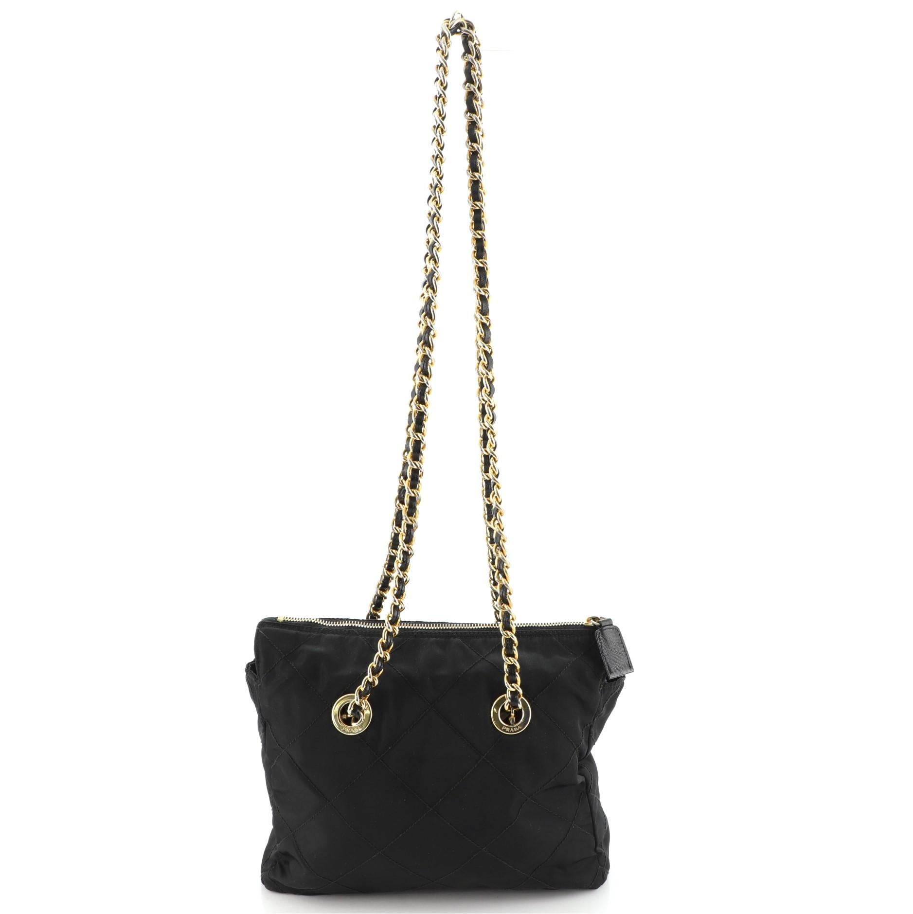 Prada Chain Shoulder Bag Quilted Tessuto Mini at 1stDibs
