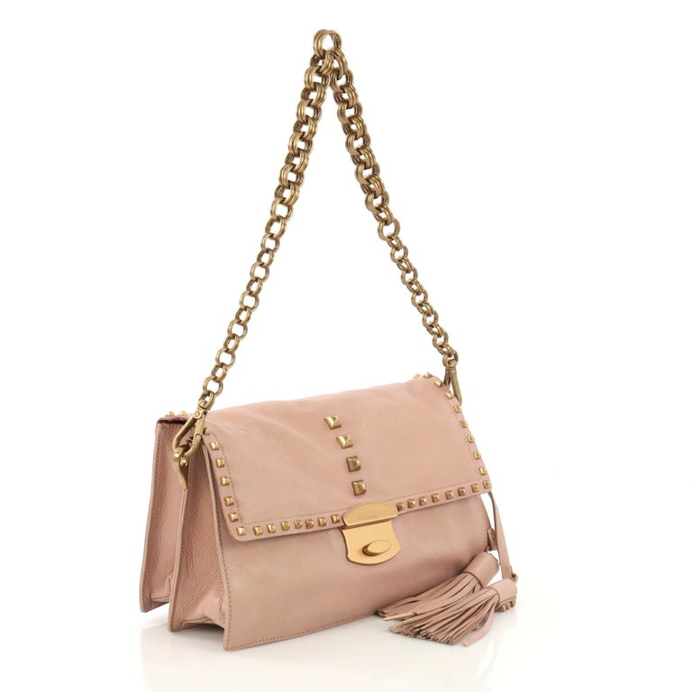 Prada Chain Strap Shoulder Bag Studded Leather Small at 1stDibs