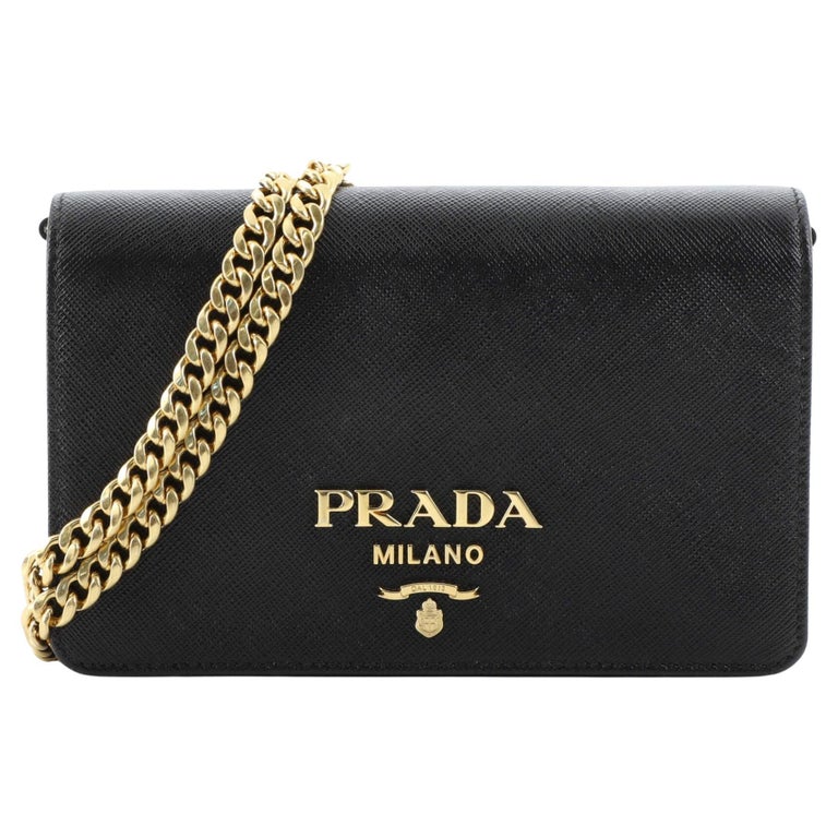 Prada Chain Wallet Crossbody Saffiano Leather at 1stDibs