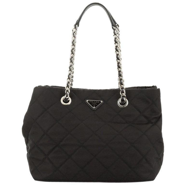Prada Chain Zip Tote Quilted Tessuto Medium at 1stDibs